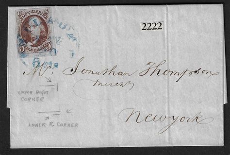 Scott 1 Vf Corner Margin Single On Letter To Nyc Ex Knapp