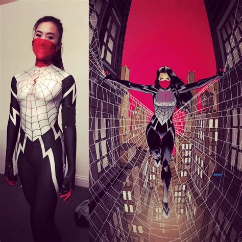 Traje De Seda Cindy Moon Cosplay Girls Spider Women Bodysuit Spandex
