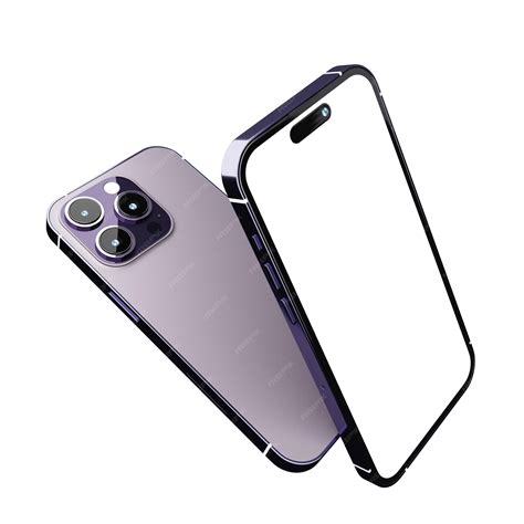 Premium Photo Realistic New Smartphone Mockup In Purple Color With Device Display Screen