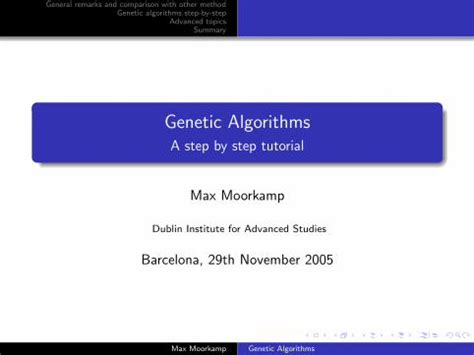PDF Genetic Algorithms A Step By Step Tutorial Pdf DOKUMEN TIPS