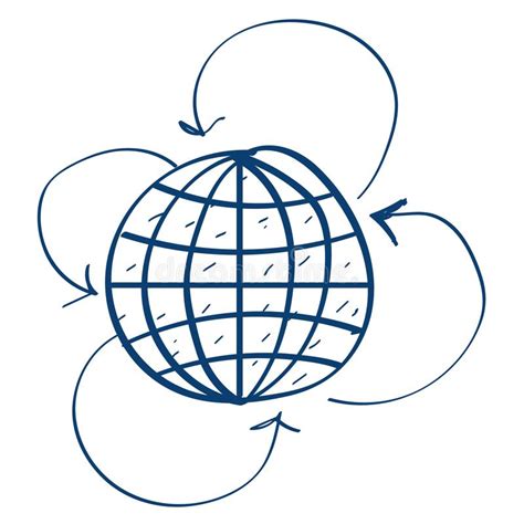 Globe And Arrow Icon Design Elements In Hand Drawn Style Stock Illustration Illustration Of