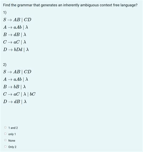 Solved Find The Grammar That Generates An Inherently Chegg