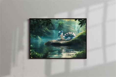 Realistic Sleeping Lapras Pokemon Poster Custom Artwork Prints High