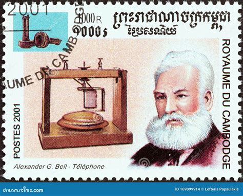 Alexander Graham Bell UK Postage Stamp Editorial Image CartoonDealer