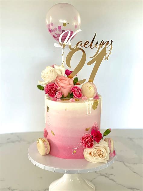 St Birthday Cake With Pink And White Design