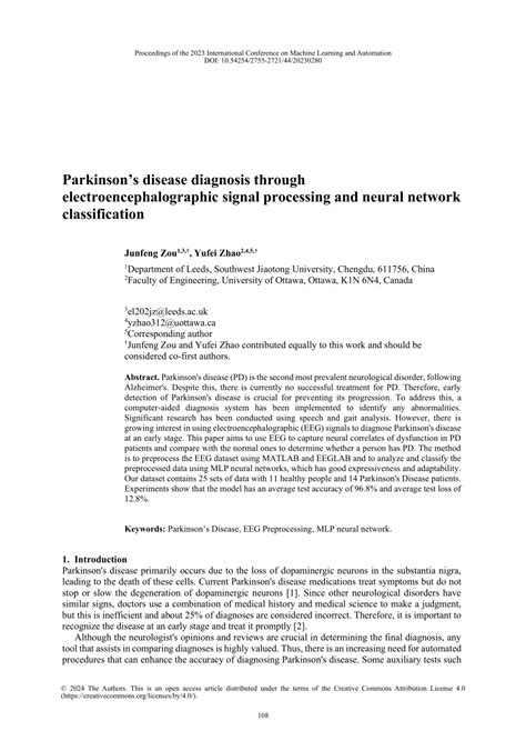 Pdf Parkinsons Disease Diagnosis Through Electroencephalographic