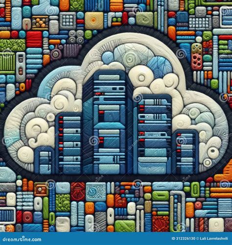 Felt Art Patchwork Cloud Computing Infrastructure Data Centers Servers And Networking