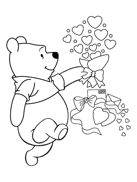 Winnie The Pooh Ready To Date In Valentines Day Coloring Pages
