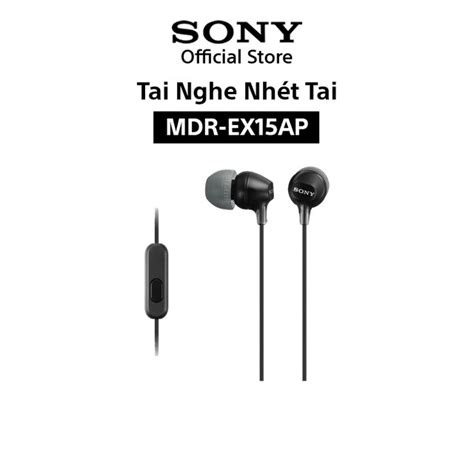 Tai nghe nhét tai SONY MDR EX15APBZE Jack 3 5 Màu Đen Có Dây Có Mic Cable 1 2M