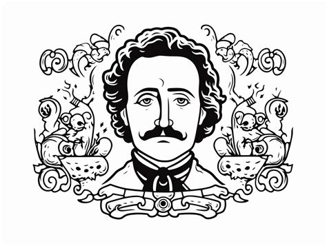Edgar Allan Poe Portrait To Color Coloring Page