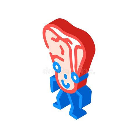 Beef Meat Character Isometric Icon Vector Illustration Stock Vector