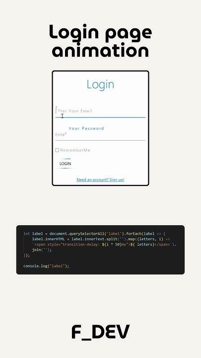 Login Page Animation🔥 Html Css Javascript Cssanimation Webdesign