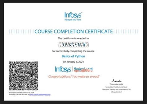 nowshath m on linkedin pythonprogramming infosysspringboard