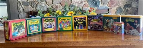 9 Vintage Crayola Tins With Original Crayons Etsy