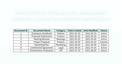 Administrative Document File Management Using Seal Enhancing Efficiency