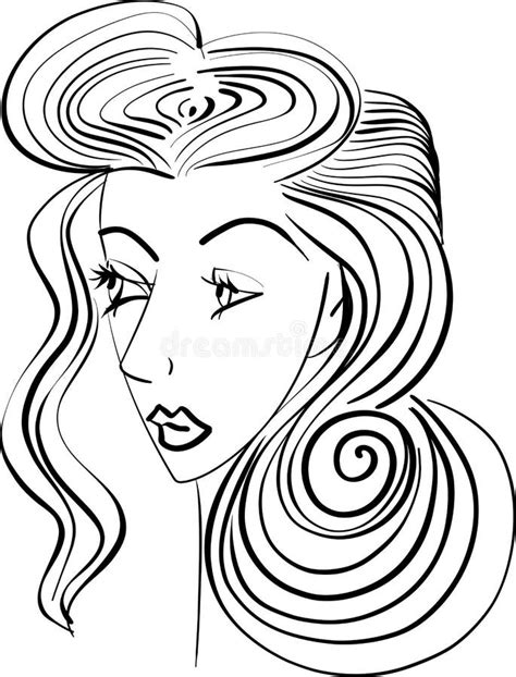 Woman Face Line Sketch Front Portrait Stock Illustrations 406 Woman