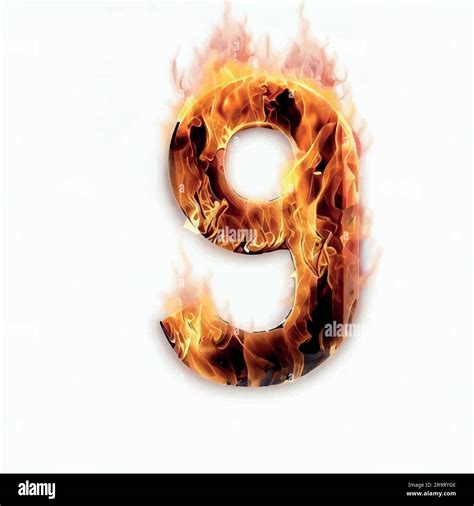 Number Nine On Fire On A White Screen Stock Vector Image And Art Alamy