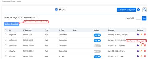List IPs Webuzo