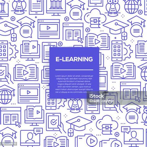 벡터 선형 유행 스타일전자학습벡터에 관련 된 선형 아이콘으로 원활한 패턴 E학습에 대 한 디자인 서식 파일의 요소 집합 패턴에 대한 스톡 벡터 아트 및 기타 이미지 Istock