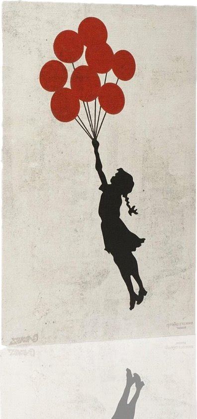 Banksy Graffiti Flying Balloon Girl Premium Canvas Print 64x90 Cm