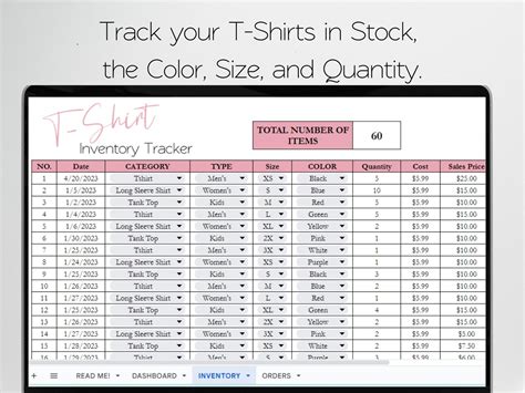 Tshirt Inventory Tracker Tshirt Inventory Instant Download Etsy