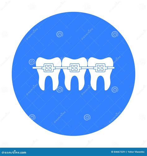 Teeth With Dental Braces Icon In Black Style Isolated On White