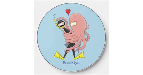 Funny Octopus Hugs Diver Cartoon Humour Wireless Charger Zazzle