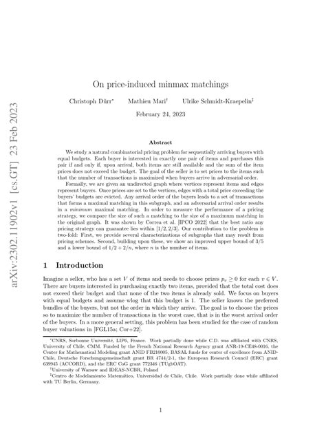 Pdf On Price Induced Minmax Matchings