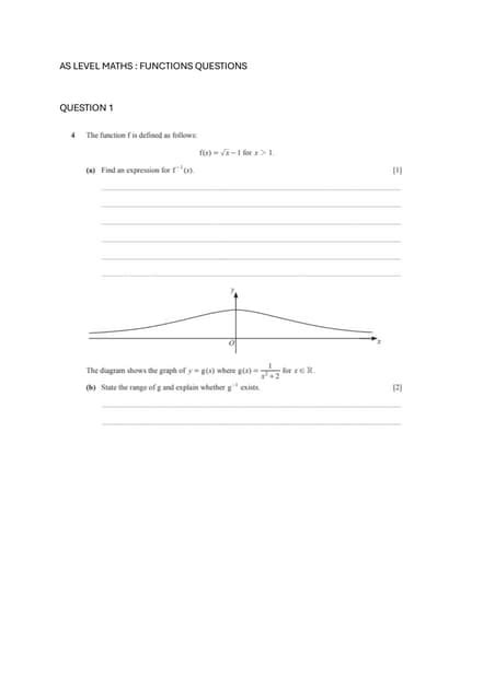 As Level Maths Paper 1 Functions Questionspdf