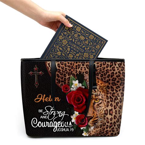 Jesuspirit Personalized Large Leather Tote Bag With Shoulder Strap