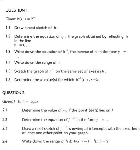 question 1given h x 2−x1 1 draw a neat sketch of h 1 2 determine the