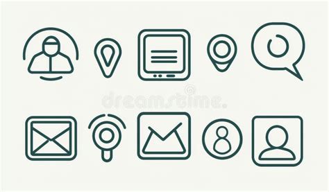 Collection Of Contact Icons Including Address Line Mail Telephone