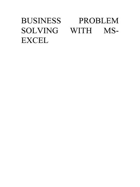 Business Problem Solving With Ms Excel Pdf Applied Mathematics Statistics