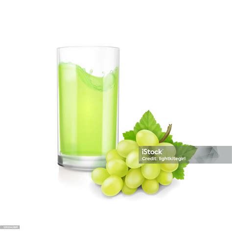 녹색 포도 주스 3d 일러스트와 포도와 마시는 유리의 흰색 무리 포도에 대한 스톡 벡터 아트 및 기타 이미지 포도 0명 개체 그룹 Istock