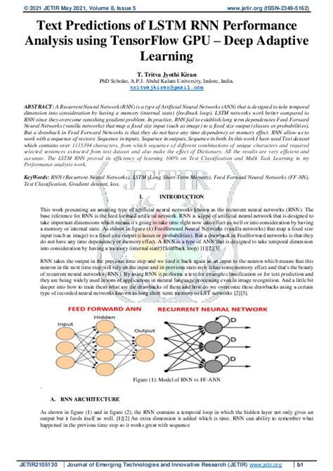 pdf text predictions of lstm rnn performance analysis using tensor