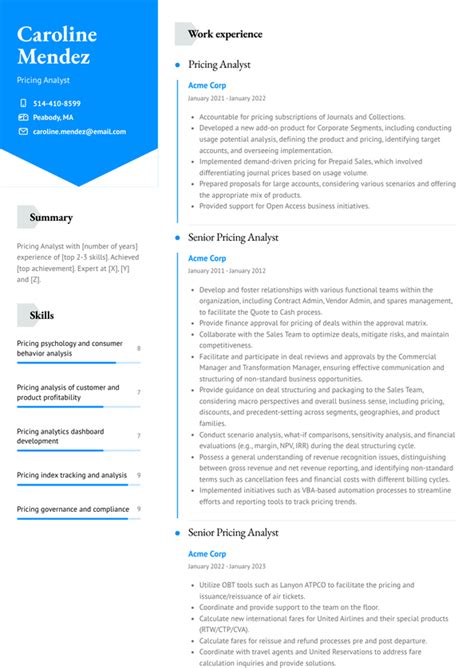 Pricing Analyst Resume Examples And Templates