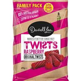 Darrell Lea Raspberry Twists Share Bag 470g Woolworths