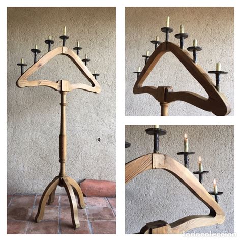 Menorah O Candelabro Jud O De Brazos Madera Comprar Portavelas Antiguas En Todocoleccion