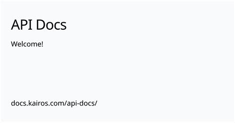 welcome api docs