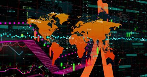 In School Animation Showing World Map With Financial Data And Graphs