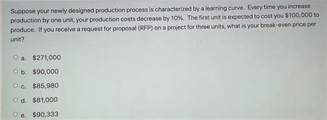 Solved Suppose Your Newly Designed Production Process Is