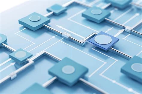 3d Illustration Of Blue Network Structure With Connected Nodes And Pathways Representing Data