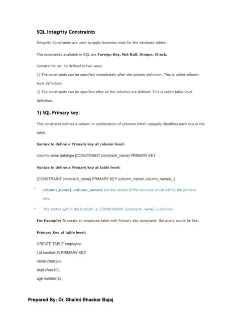 Integrity Constraints Pdf Relational Database Table Database