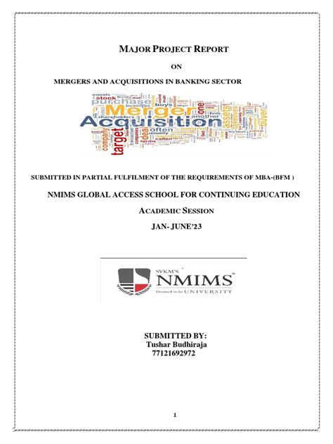 Project Merger And Acquistion In Banking Sector Pdf Mergers And