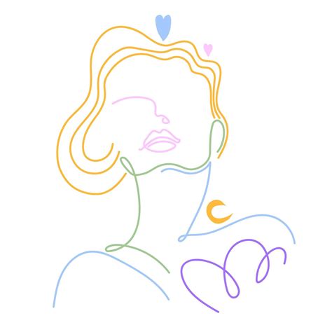 Line Art Colored Woman Silhouette Vector Illustration 22035567 Vector