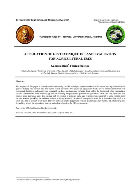Pdf Application Of Gis Technique In Land Evaluation For Agricultural Uses
