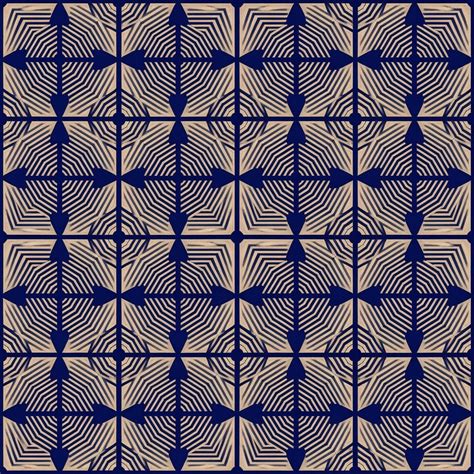 Navy Blue And Beige Geometric Hexagonal Pattern Design Seamless Pattern