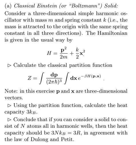 SOLVED Classical Einstein Or Boltzmann Solid Consider A Three