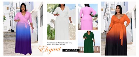 Nmoder Plus Size Maxi Dress For Women Summer Casual 34 Sleeve Floral