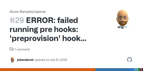 error failed running pre hooks preprovision hook failed with exit